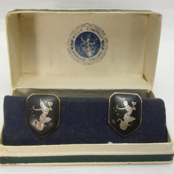 Accessories | Vtg Siam Sterling Black Niello Dancer Cufflincks | Poshmark